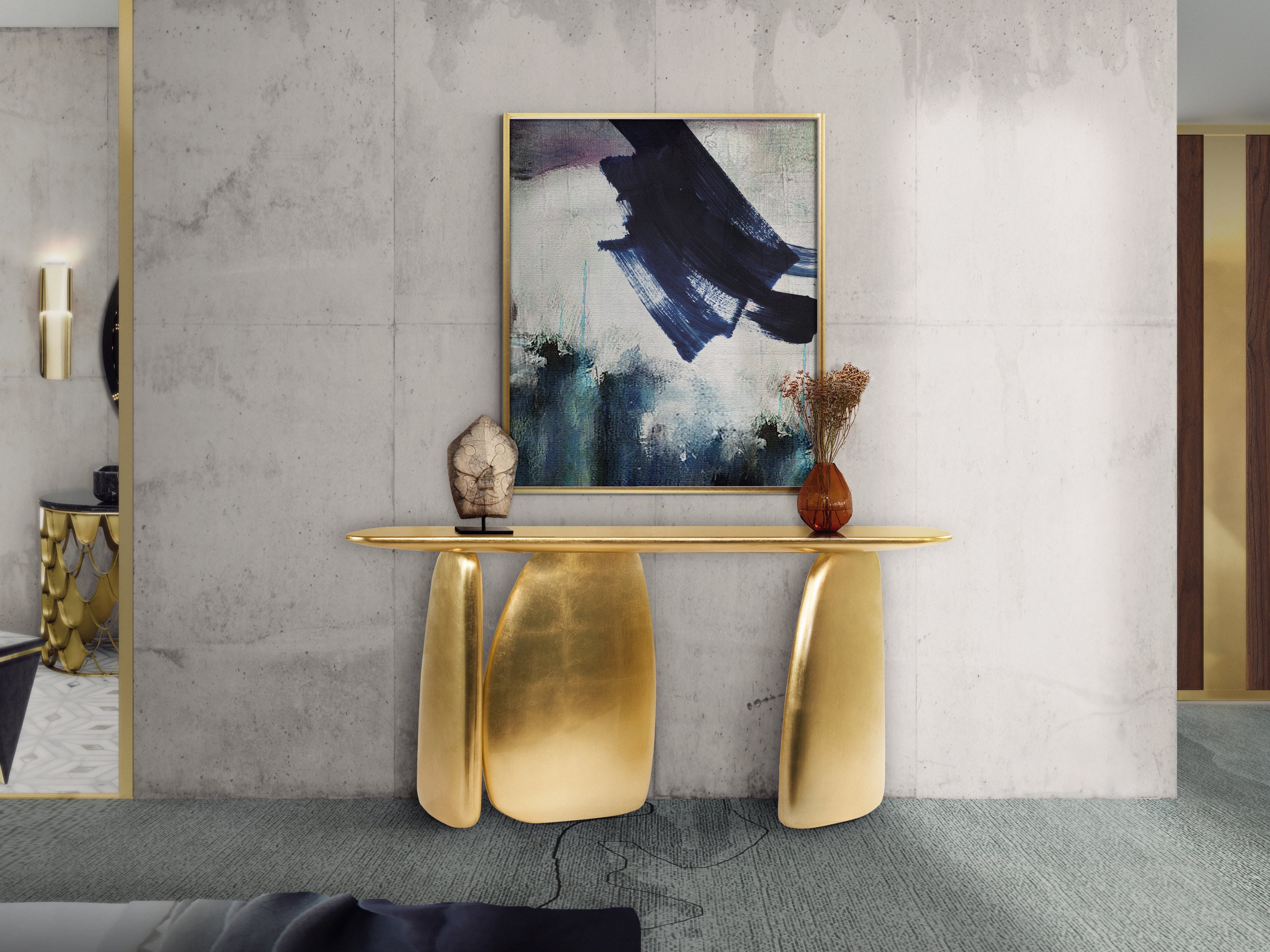 Modern Hallway Interior Design With Captivating Gold Elements - Home's ...