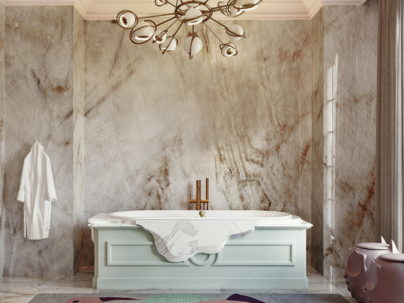 Colorful Bathtub In Modern Bathroom Interior Design - Home's Society