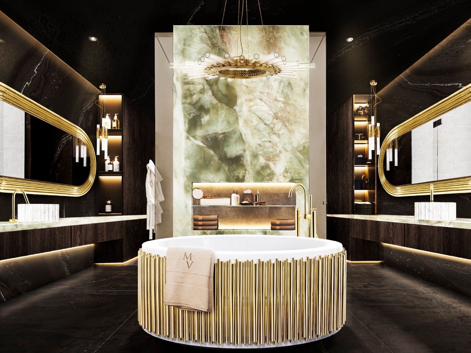 Amazing Luxury Bathroom Design With Striking Bathtub - Home's Society