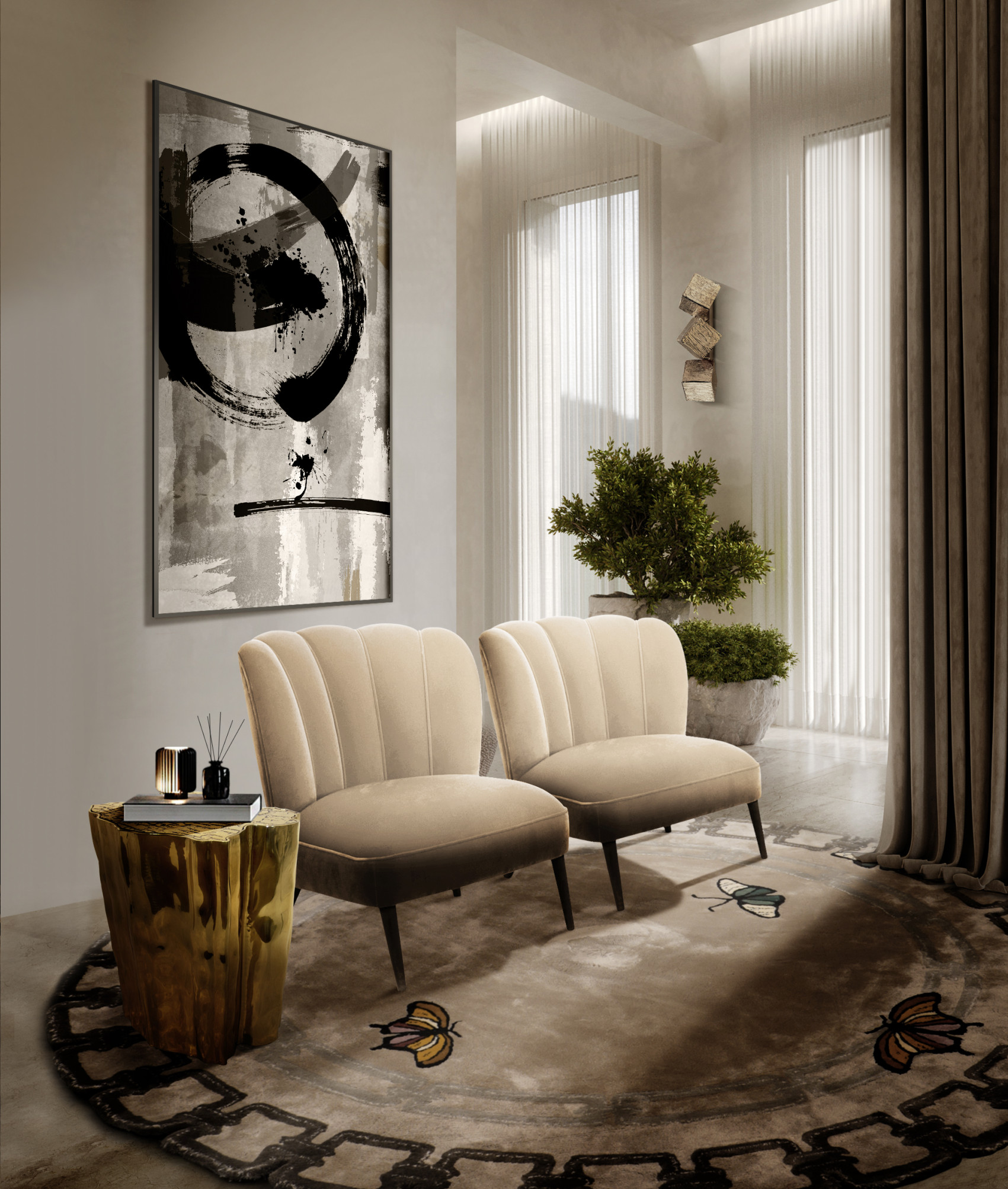 Home Library With Neutral Colors - Home's Society