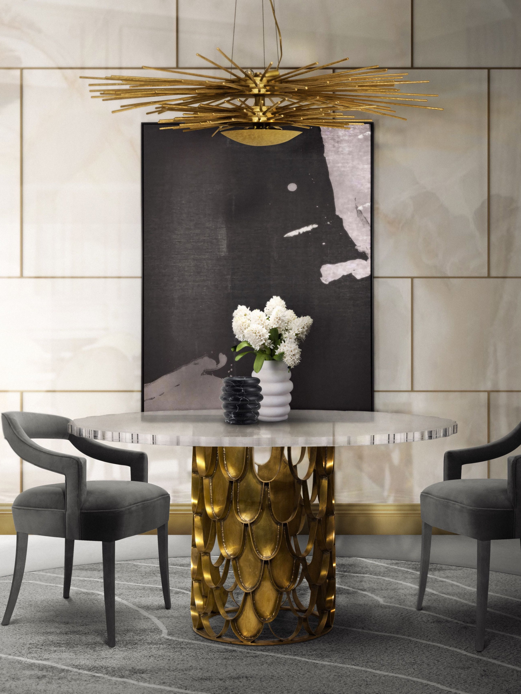 Golden Table In Gorgeous Dining Room Design - Home's Society