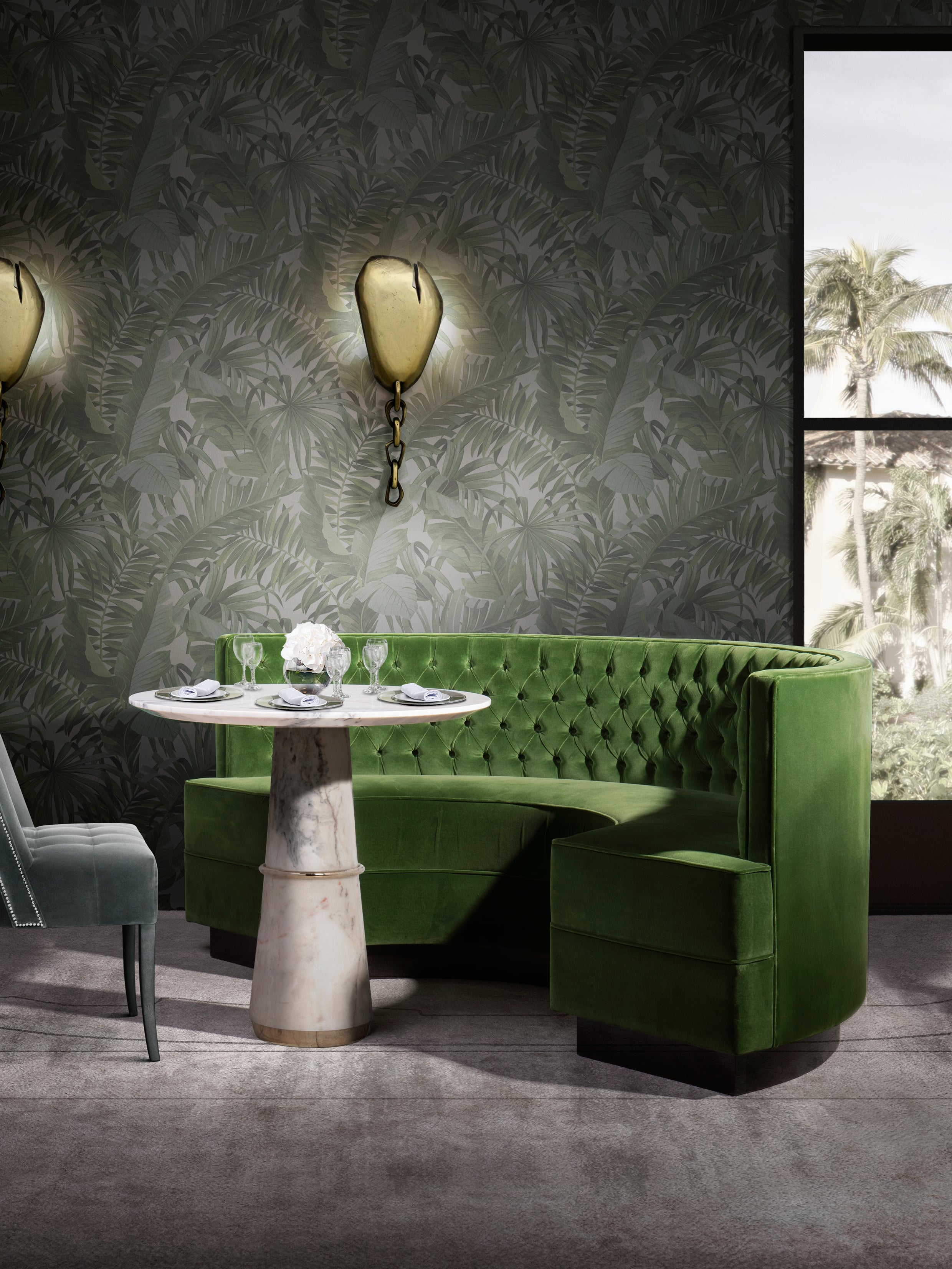 Sophisticated Restaurant Interior Design With Green Hues - Home's Society