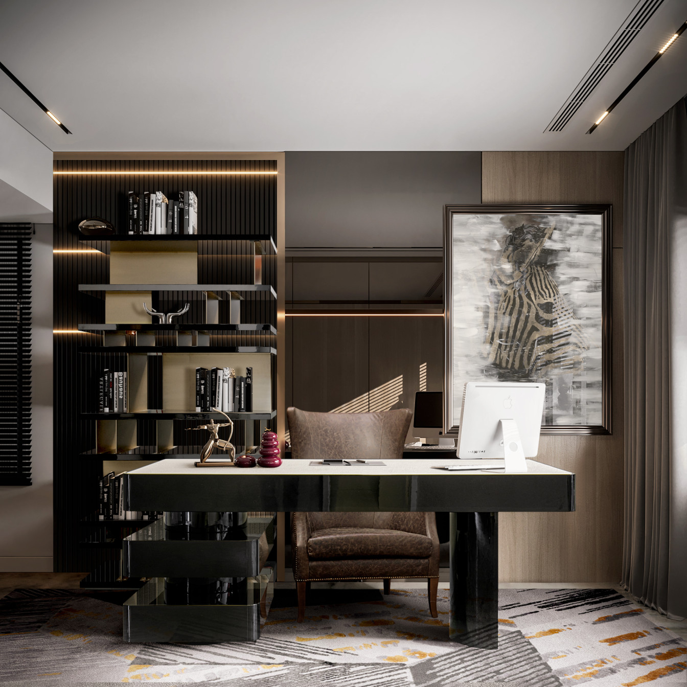 Inspiring And Functional Office With Zebra Painting - Home's Society