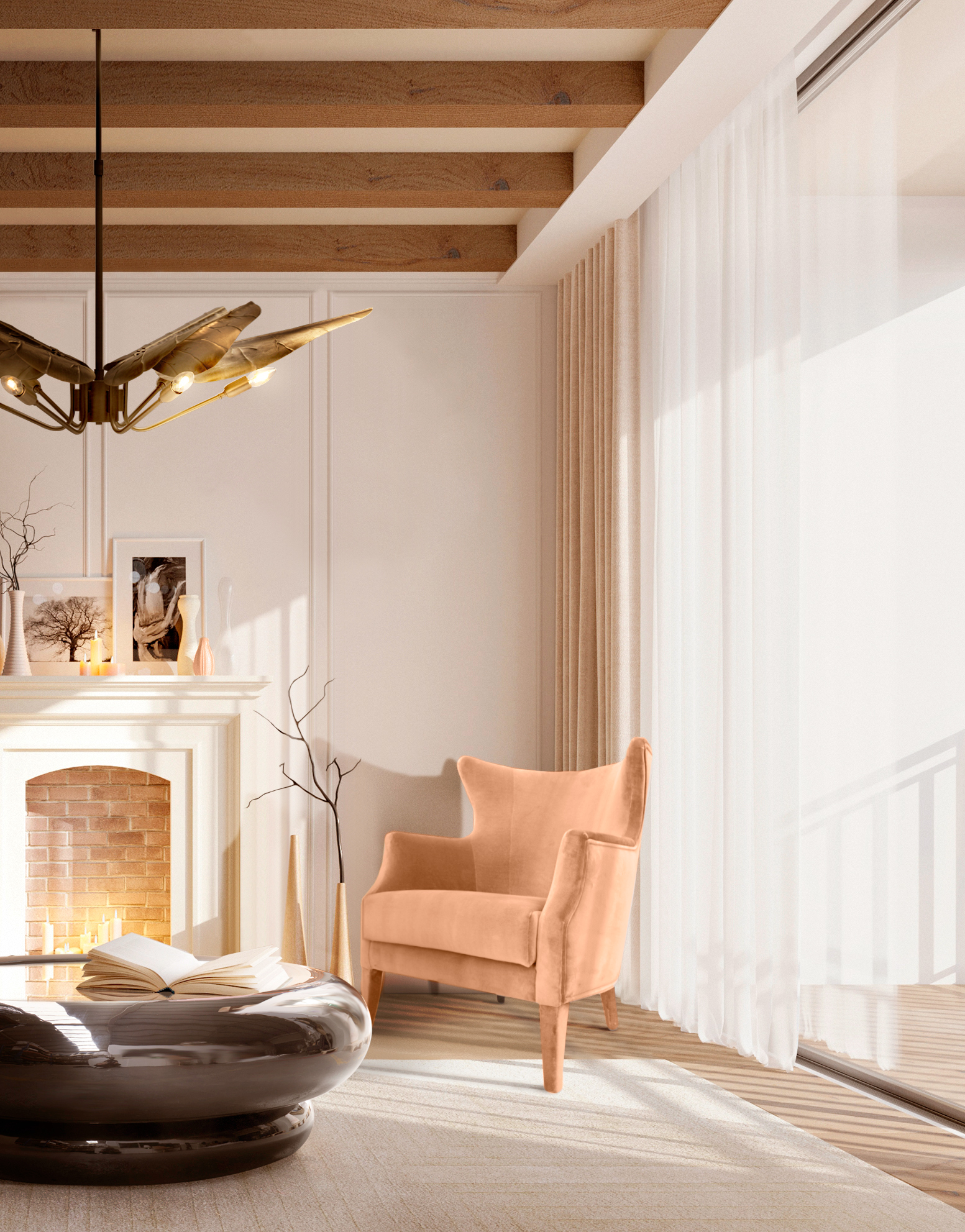 Peach Fuzz Living Room - Home's Society