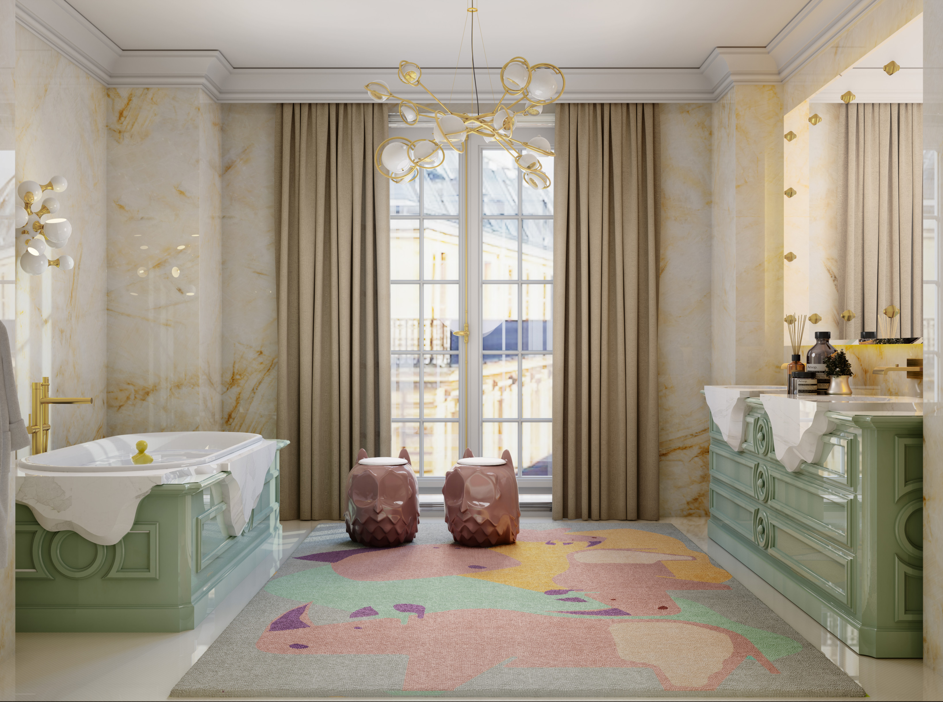 Colorful Bathtub In Modern Bathroom Interior Design - Home's Society