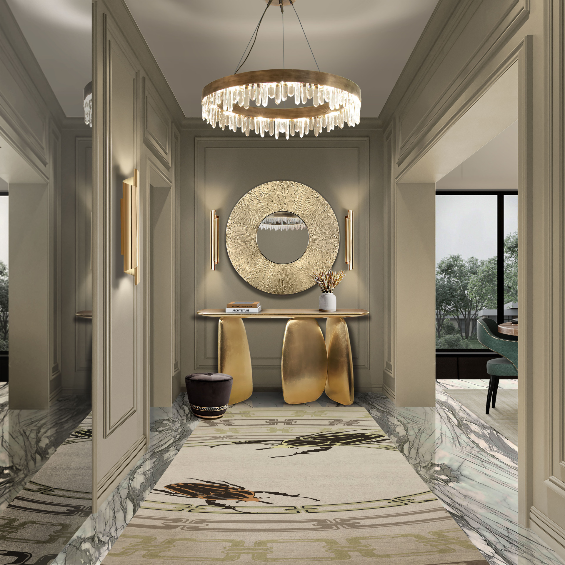 Contemporary Hallway Style In Gold And Bege - Home's Society
